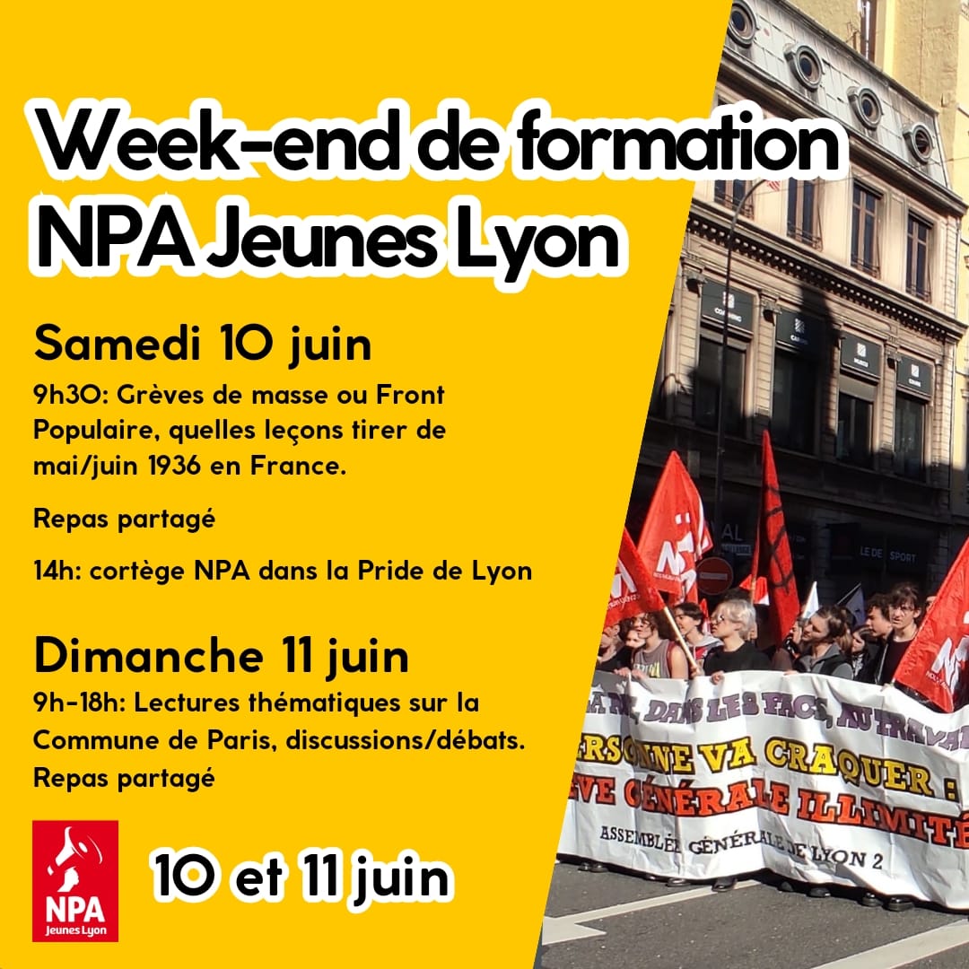 Week-end de formation NPA Jeunes Lyon les 10 et 11 juin - NPA ...