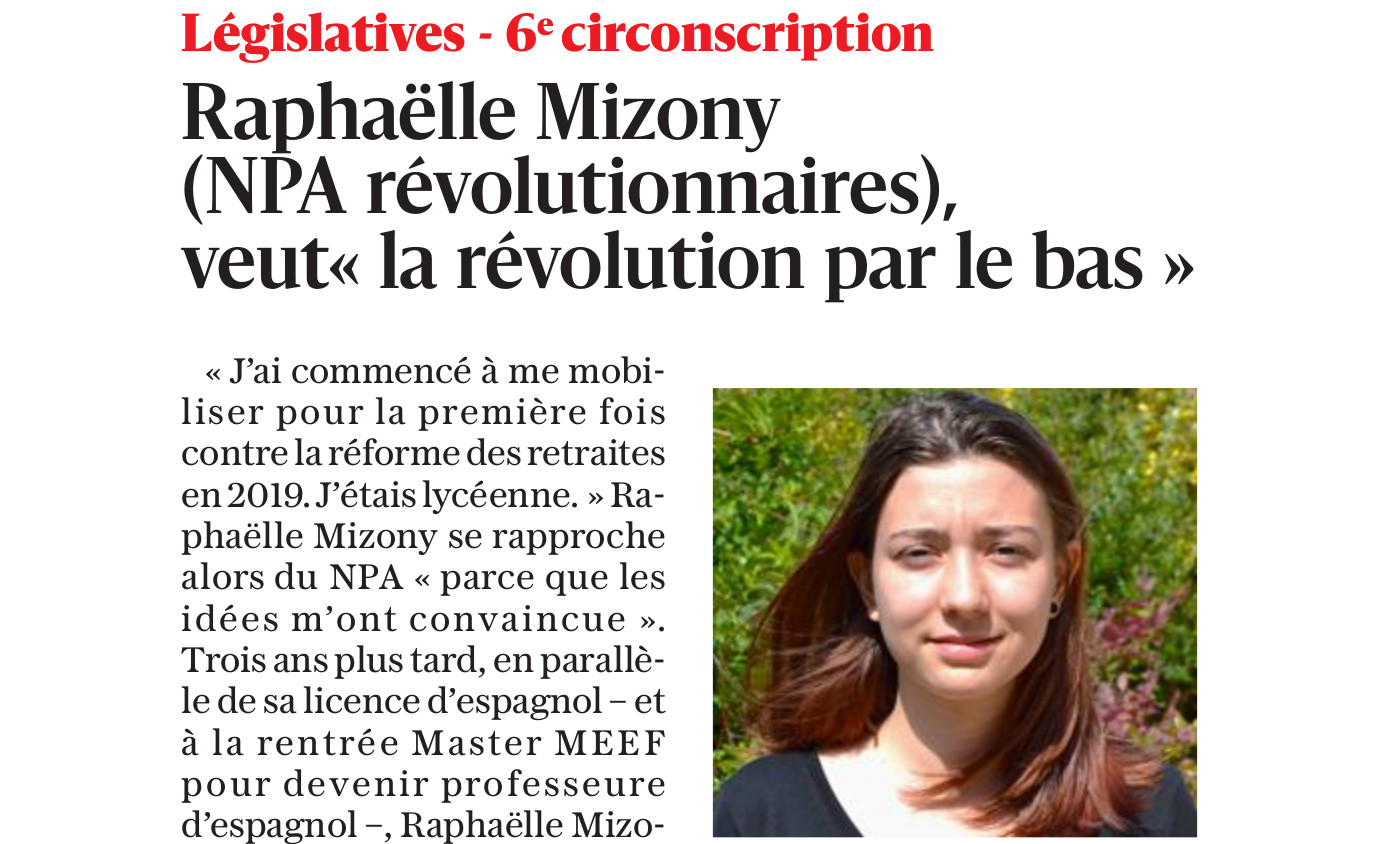 Dans Le Progrès : Raphaëlle Mizony (NPA Révolutionnaires) veut « la ...