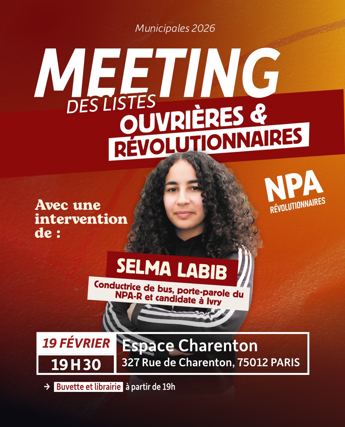 Meeting à Paris pour les municipales du 19 février — divers formats, en couleurs et en Noir et ...